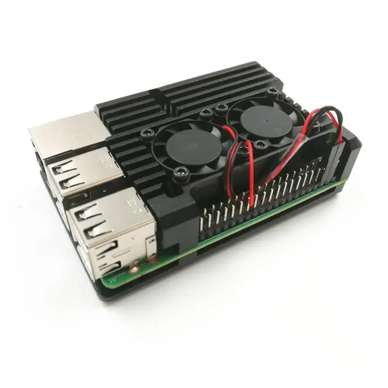 Raspberry-Pi-4-3-Aluminum-Case-with-Dual-Cooling-Fan-Metal-Shell-Black ...