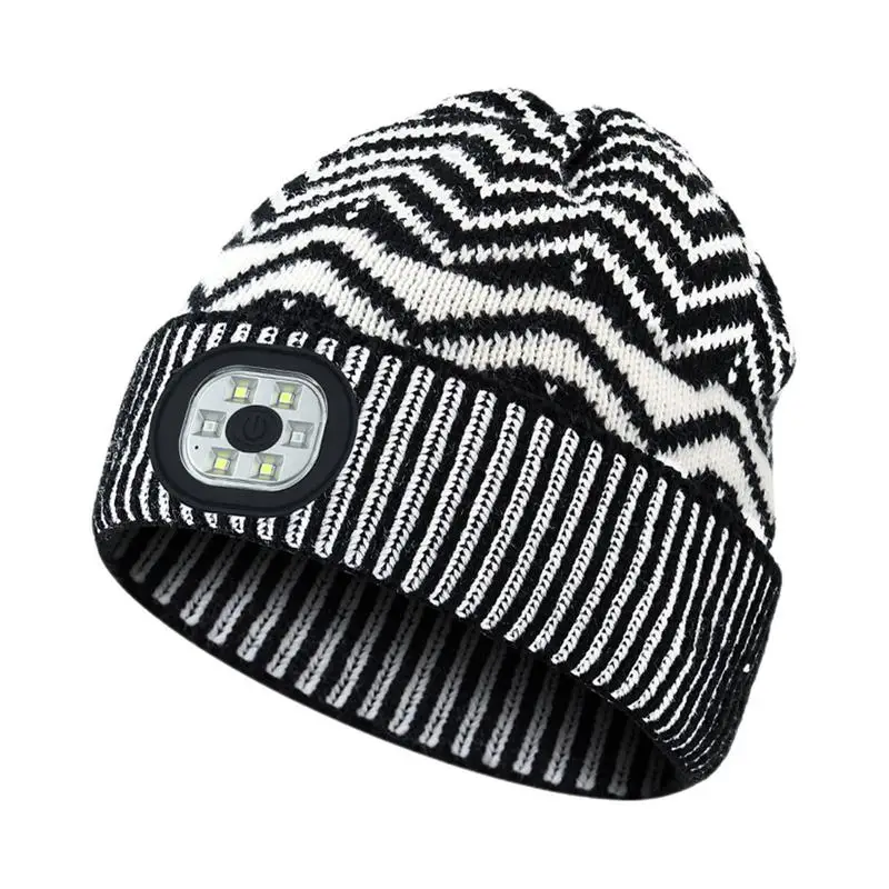 Beanie With Light Rechargeable Knitted LED Hat Night Light Headlamp 3 ...