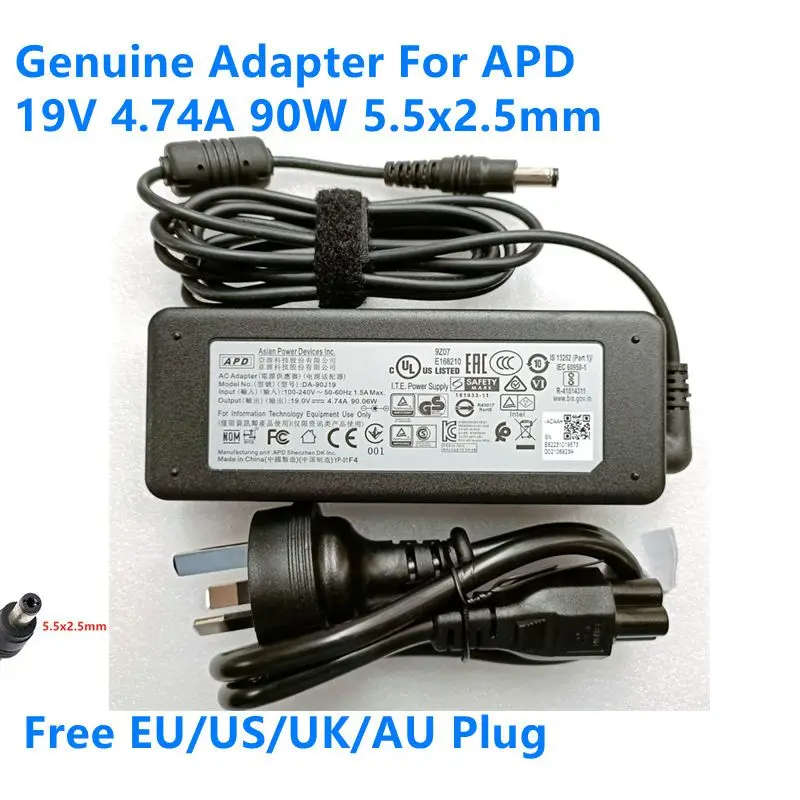 Genuine-APD-19V-4-74A-90W-AC-DC-Switching-Adapter-5-5x2-5mm-DA-90J19 ...