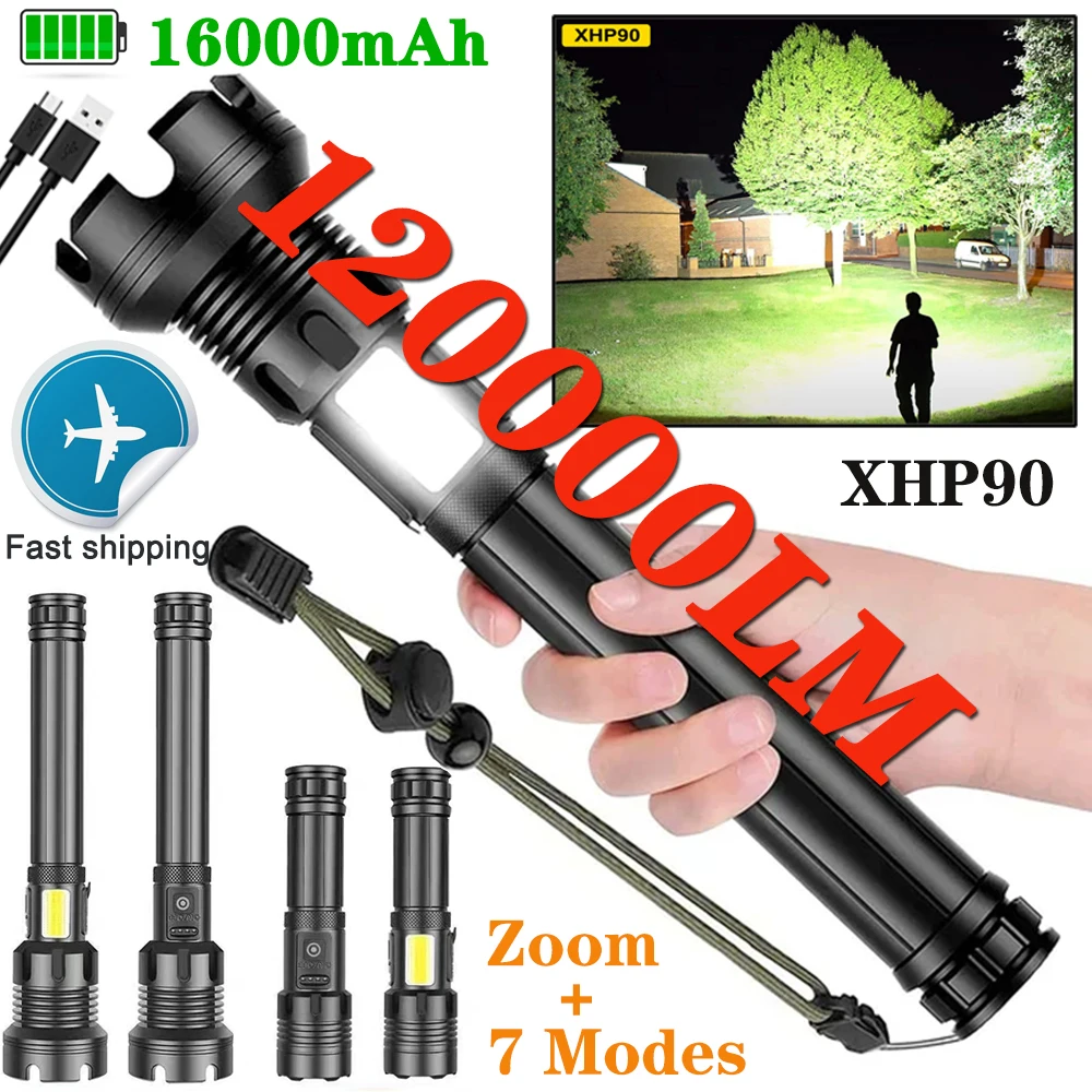 Rechargeable Super Bright Tactical Flashlight High Lumens Zoomable LED ...
