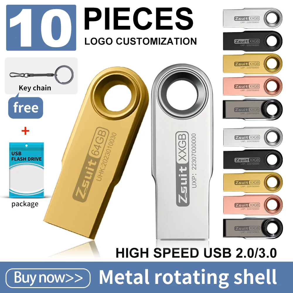 Novo-10-P-s-lote-Metal-USB-Flash-Drive-64GB-Pen-Drive-4G-8G-16G ...