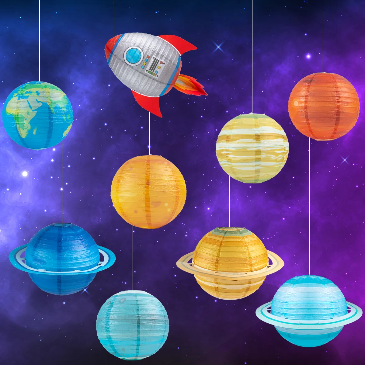 Eight Planets Outer Space Paper Lanterns Solar System Planets Hanging ...