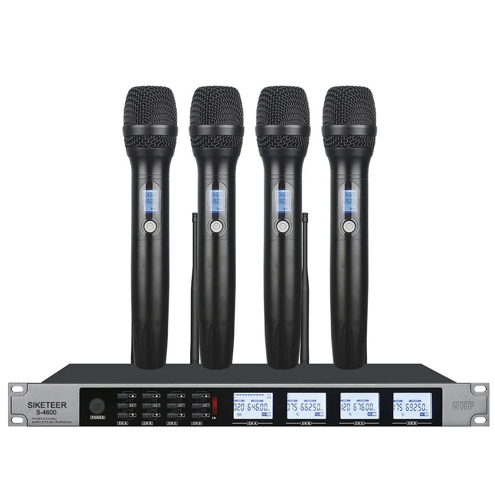 Uhf Wireless Microphone 4-channel All Metal Shell Handheld Microphone ...