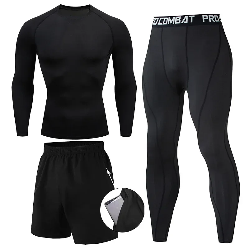 Men's 2/3pcs sets Boxing suit rashguard male kit MMA compression ...