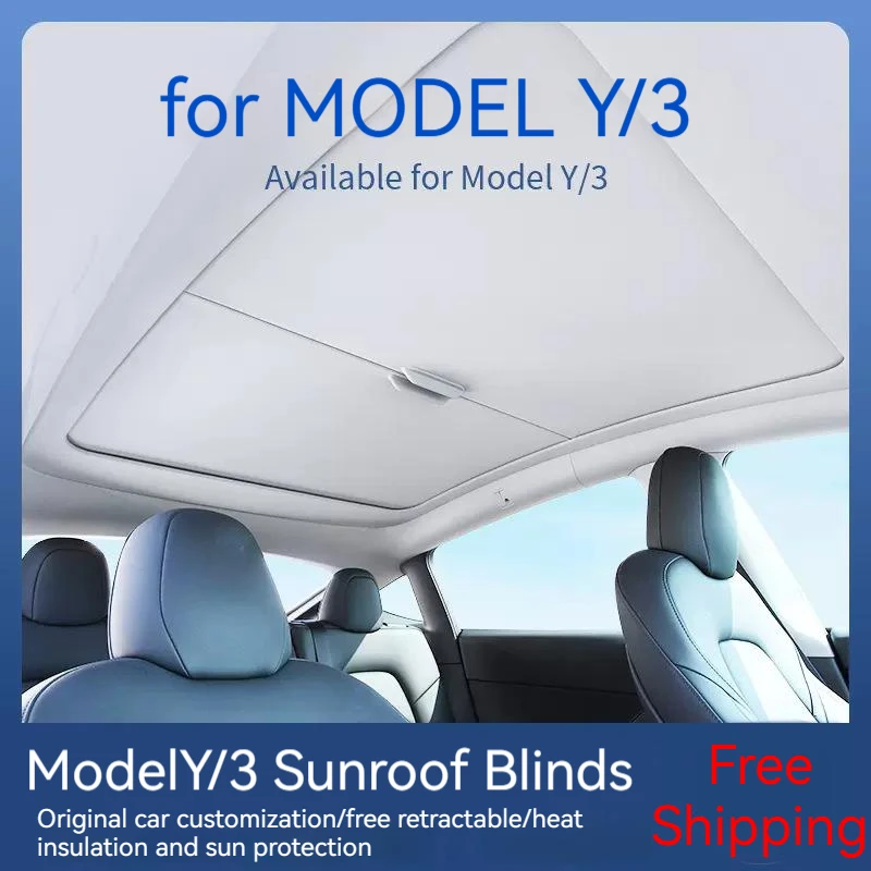 TESLA Model 3/Y Retractable Glass Roof Sunshade For Tesla Car Sun Shade ...