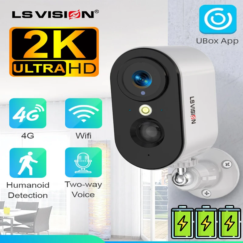 LS VISION 2K 5MP 4G SIM Card Camera Human Detection WiFi Camera Built ...