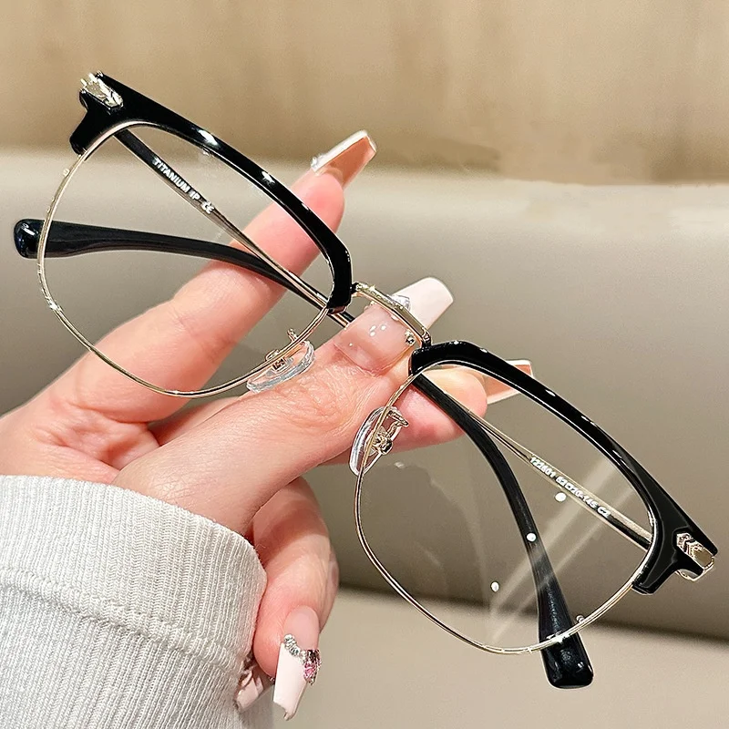 Women-Men-Anti-Blue-Light-Glasses-Fashion-Trend-Square-Half-Frame-Plain ...