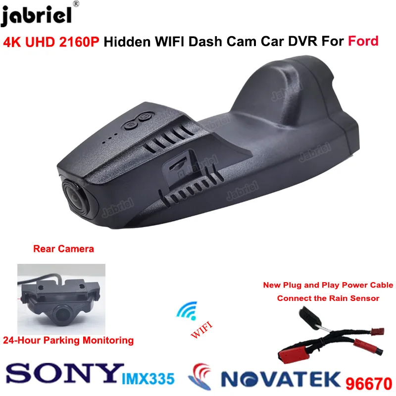 New 4k Wifi Dash Cam Car Dvr Recorder Rear Camera For Ford Escape Mk3 ...