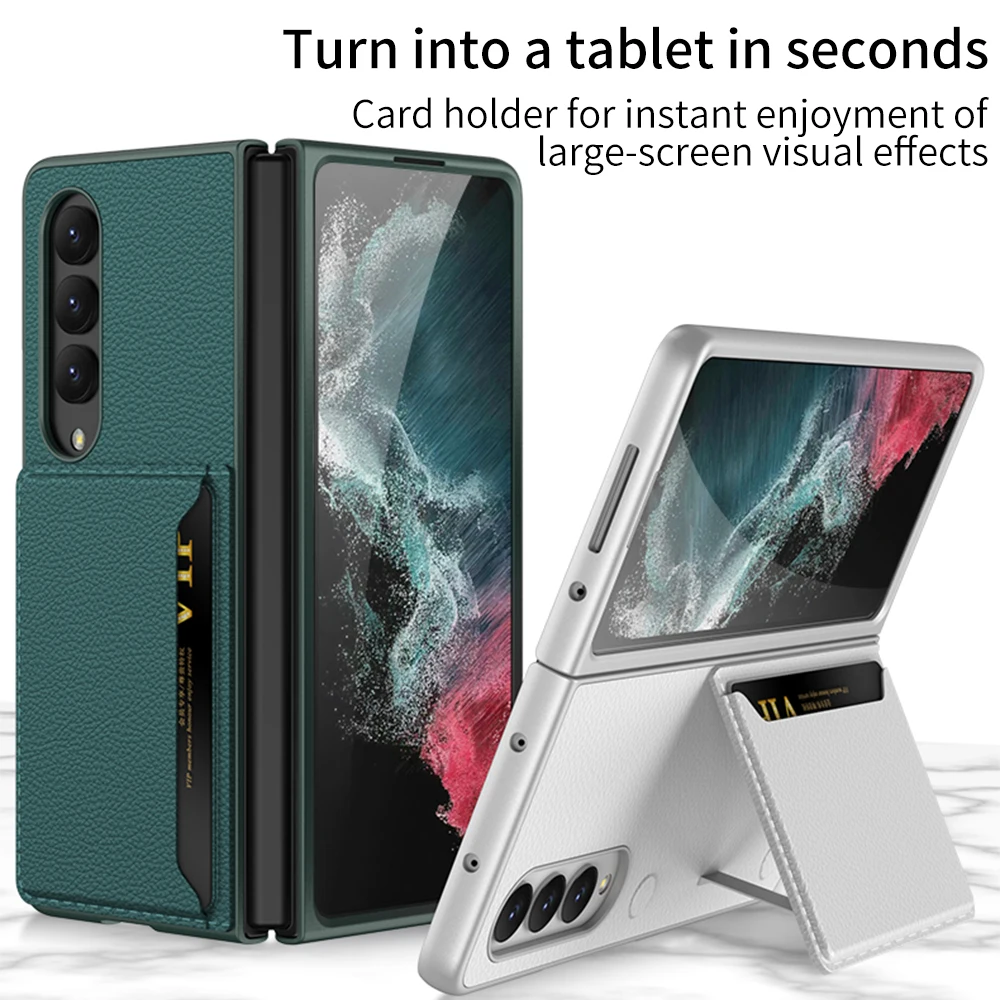 Leather-Credit-Card-Slots-Case-For-Samsung-Galaxy-Z-Fold-4-5G-Phone ...