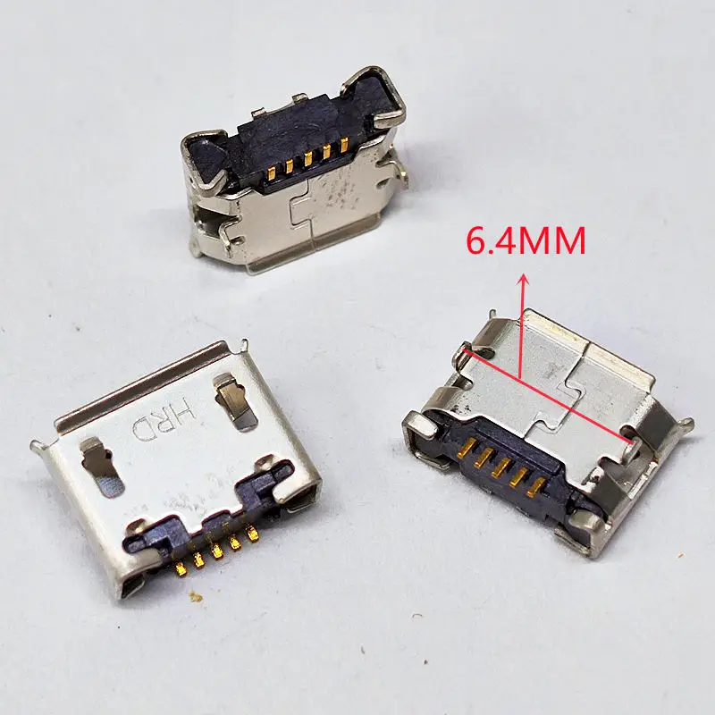100Pcs-Micro-USB-Connector-Female-Socket-6-4mm-Extension-Short-Needle ...