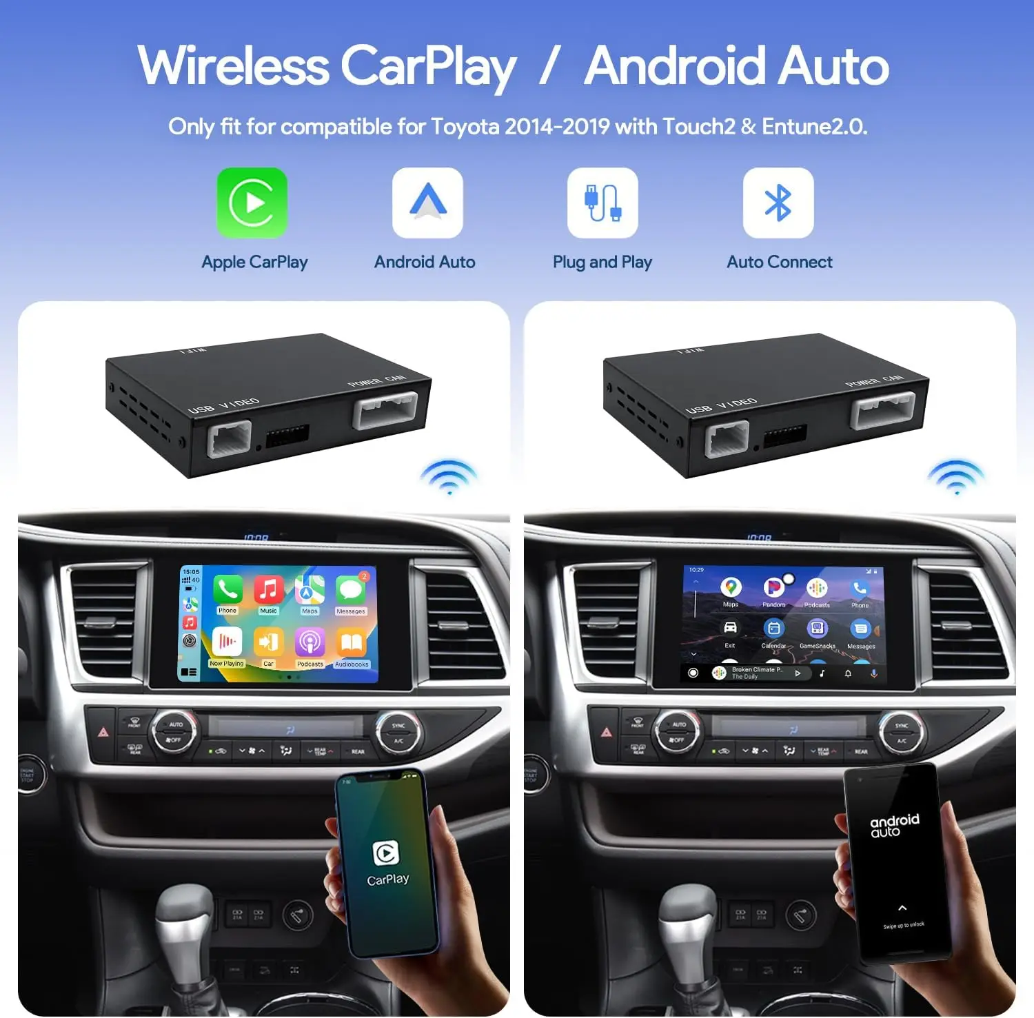 Binize Wireless Carplay For Toyota 2014-2019 Highlander 4Runner Tundra ...