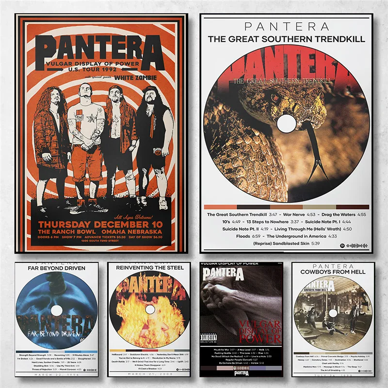 Vintage-Pantera-Concert-Music-Tracklist-Band-Cover-Art-Poster-Canvas ...