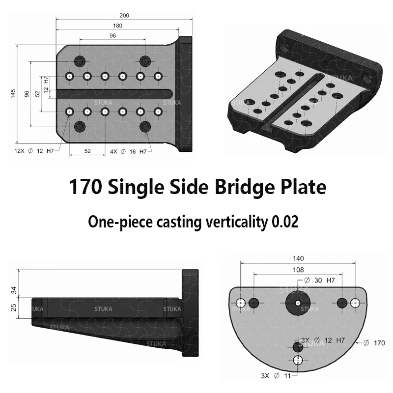 Stuka 4 Axis Integrated Casting Unilateral Bridge Plate 170-200 Can Be ...