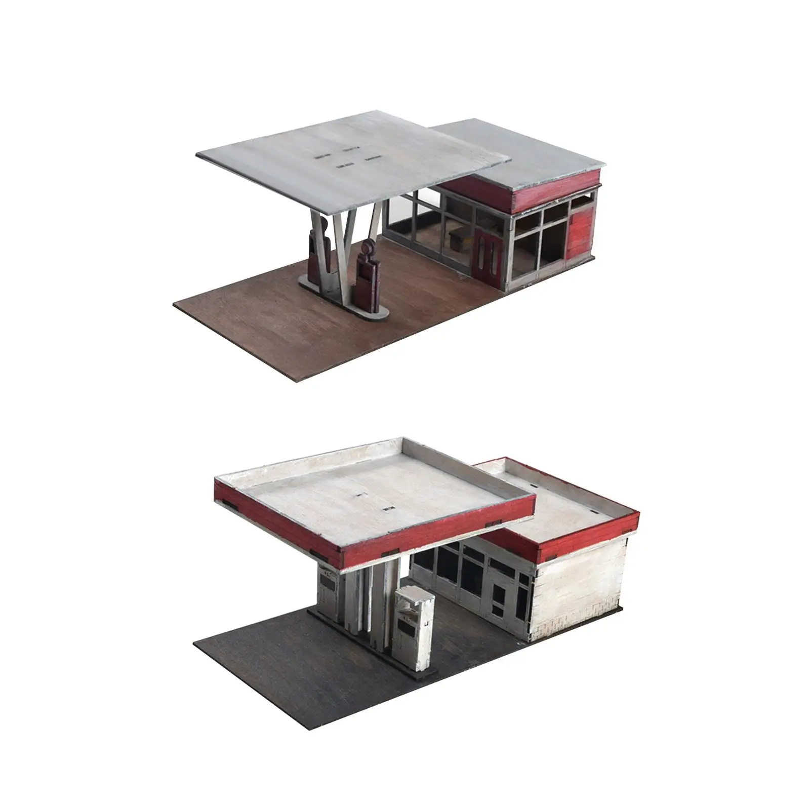 1/72 1/64 Building Model Kits Gas Station Architecture Scene for Micro ...