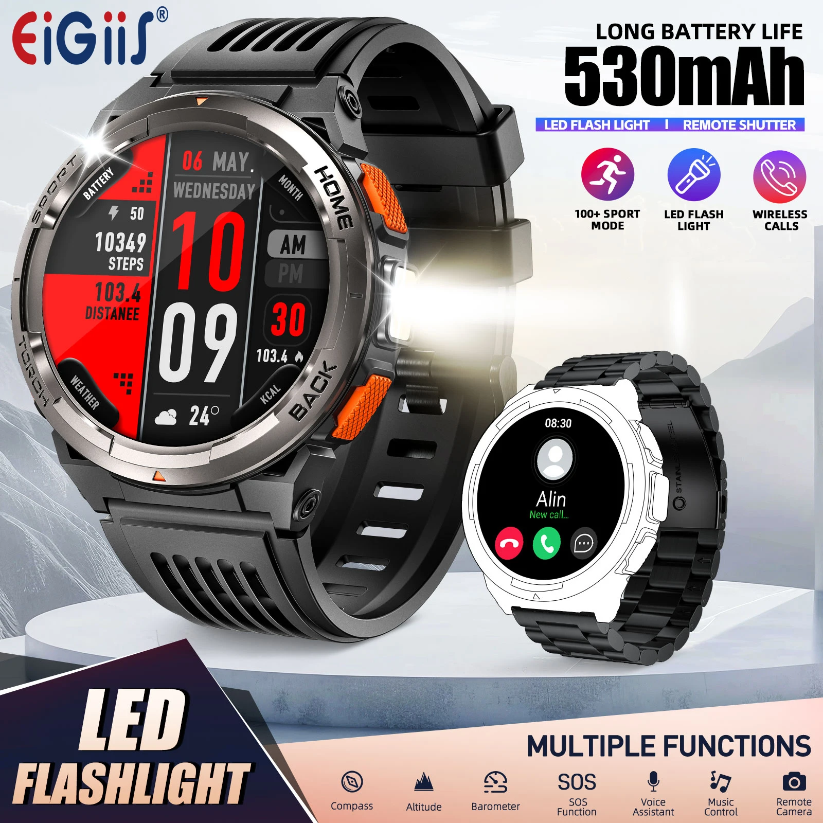 EIGIIS 1.45 Inch Smart Watch KE5 3ATM Waterproof Original Design Sports ...