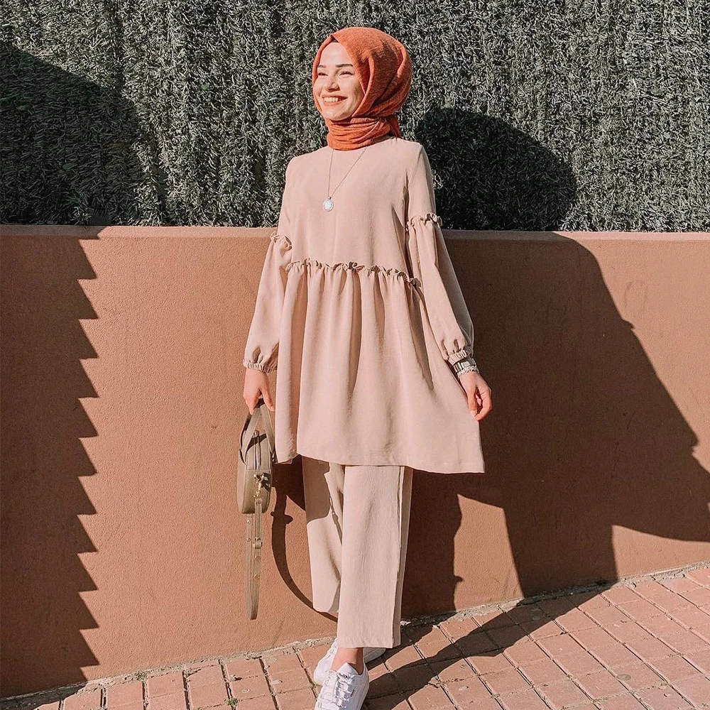 Women-Matching-Sets-Fashion-Muslim-Sets-Casual-Loose-Long-Sleeve ...