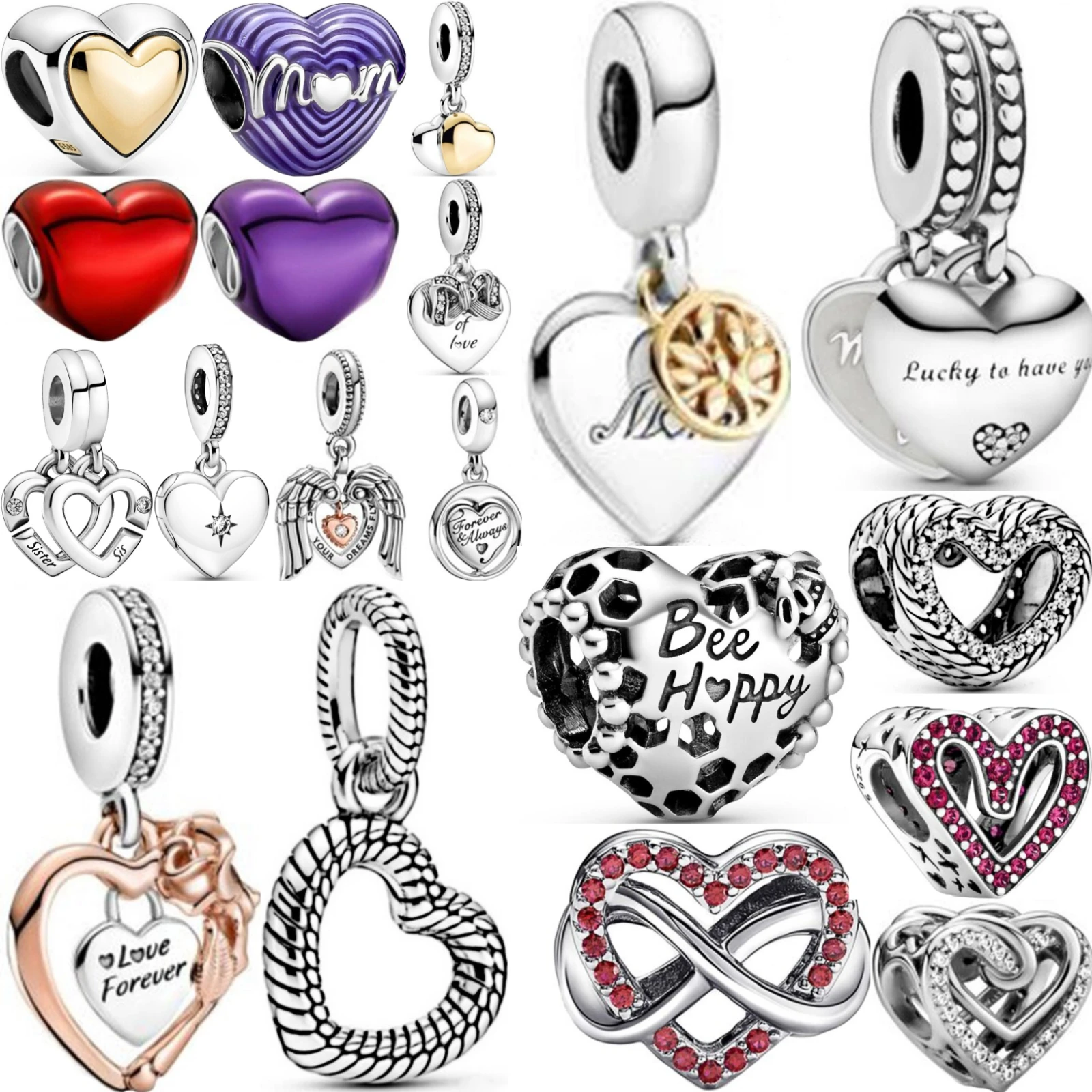 925-Sterling-Silver-Angel-Wings-Charme-Pingente-Beads-Fit-para ...