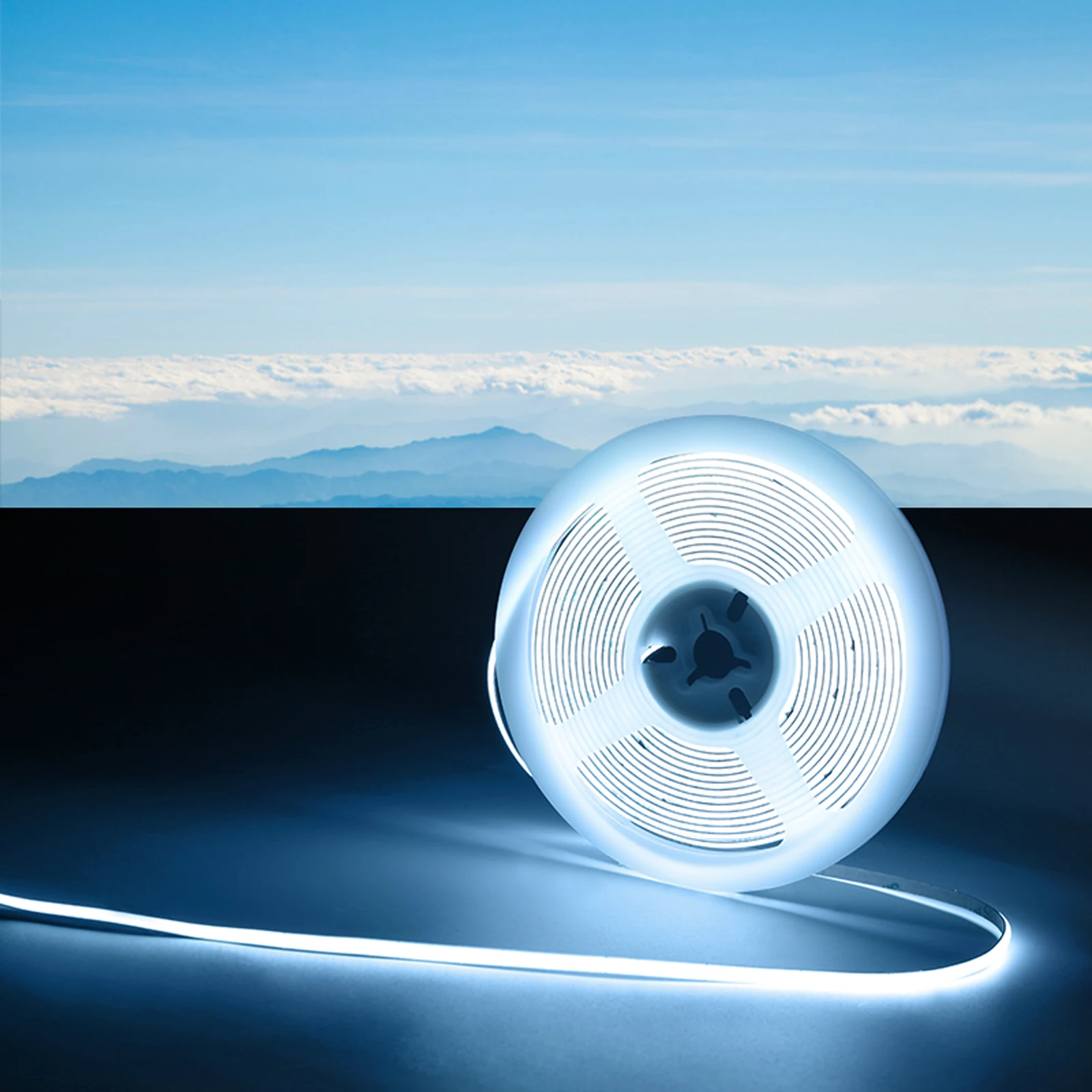 Sky Blue 15000K Flexible Ambient Light LED COB Strip Tape Lights for ...