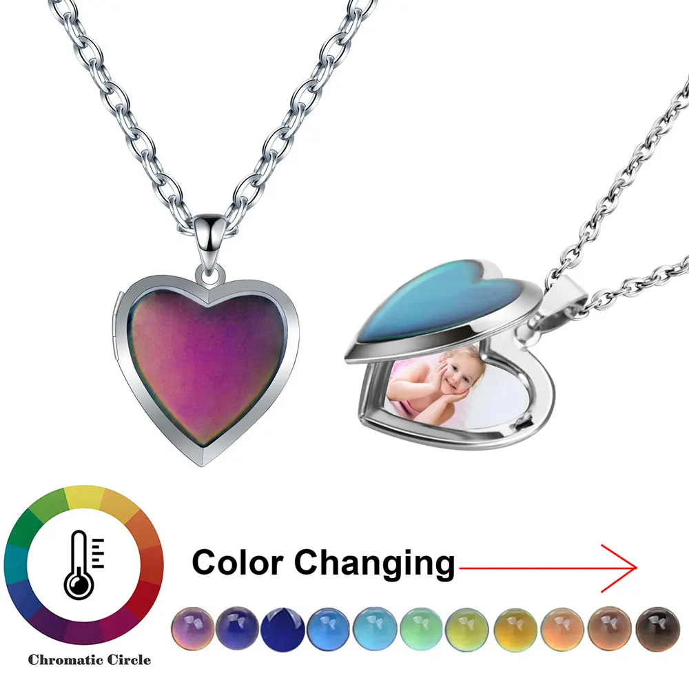 Mood-Necklaces-Peach-Heart-Love-Locket-Pendant-Temperature-Sensing-Color-Changing-Photo-Box ...