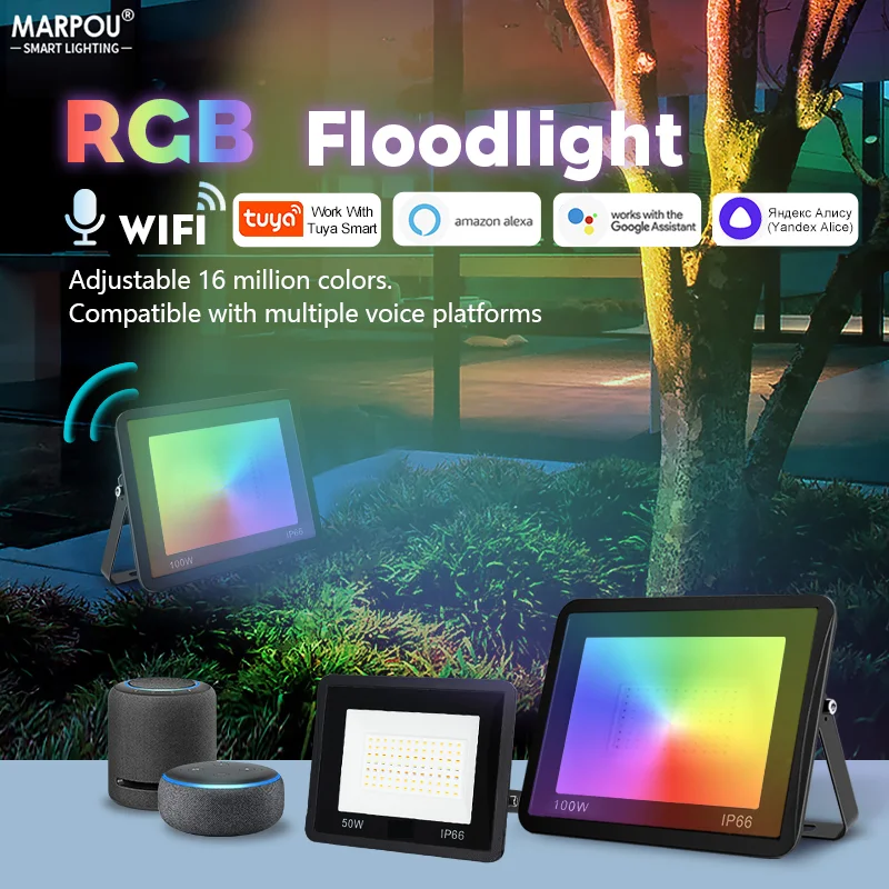 TUYA-Smart-LED-Flood-Light-RGB-Dimming-Voice-Function-Waterproof-Home ...