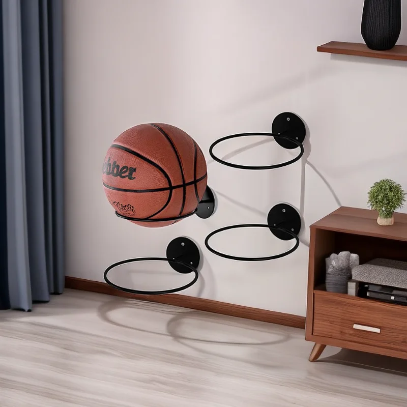 Wall Mounted Basketball Rack Wrought Iron Football Storage Rack Frame ...