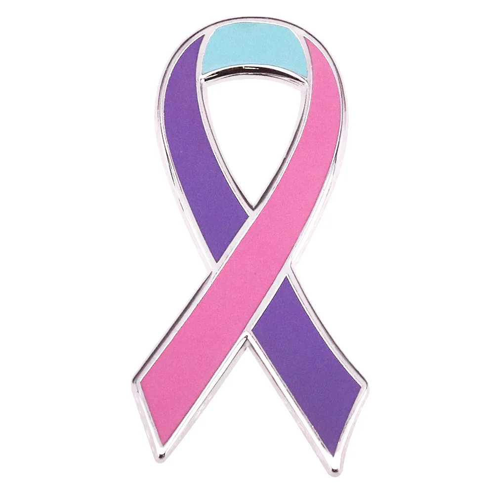 Thyroid-cancer-awareness-Pink-Purple-Teal-ribbon-Alloy-brooch-Lapel-Pin ...
