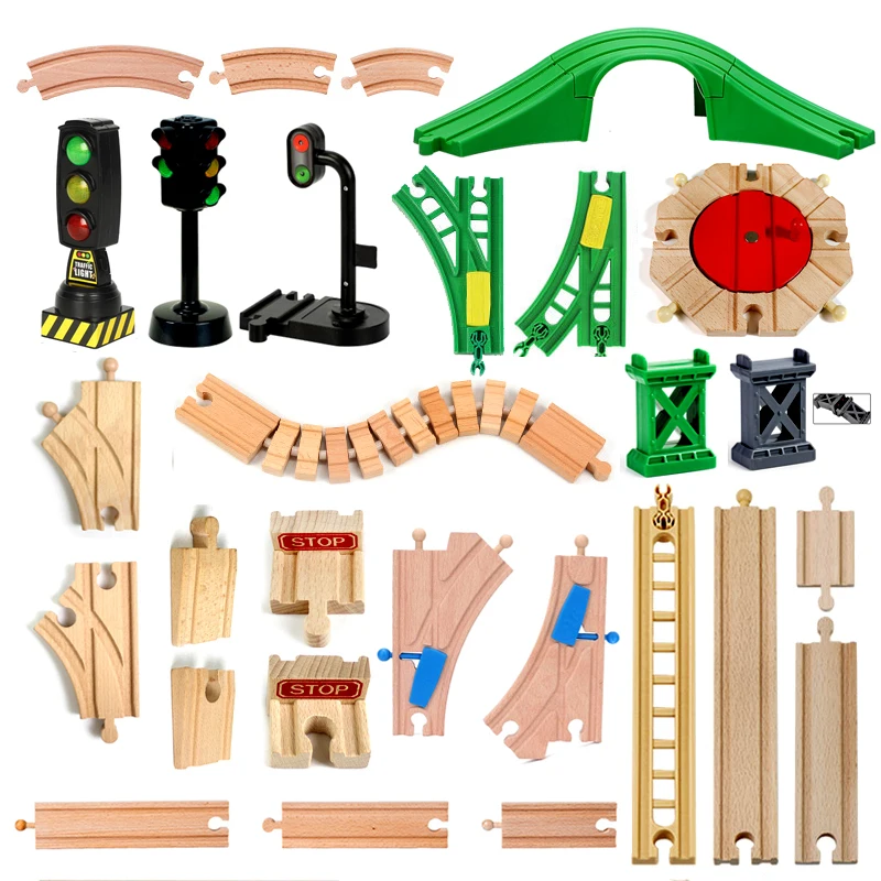 New Wooden Track Accessories Beech Wood Train Track Railway Toys Fit ...