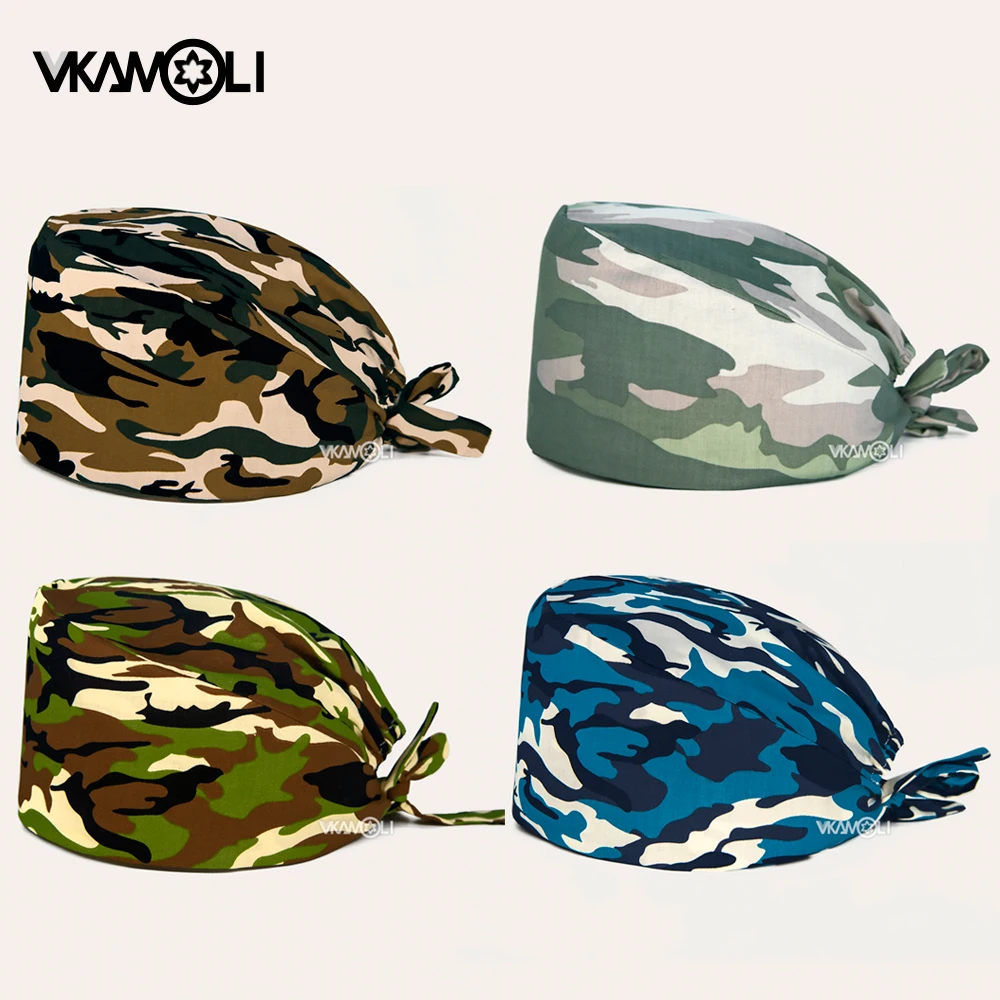 wholesale Camouflage print women and men Scrubs Caps laboratory Health ...