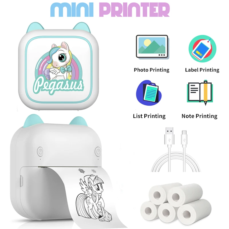 Portable-MINI-Thermal-Printer-Wirelessly-BT-200dpi-Photo-Label-Memo ...