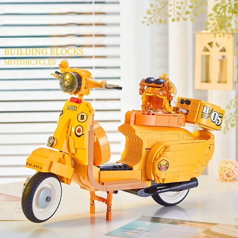Yellow-Duck-Motorcycle-Building-Blocks-Set-Travel-Motorcycle-With ...