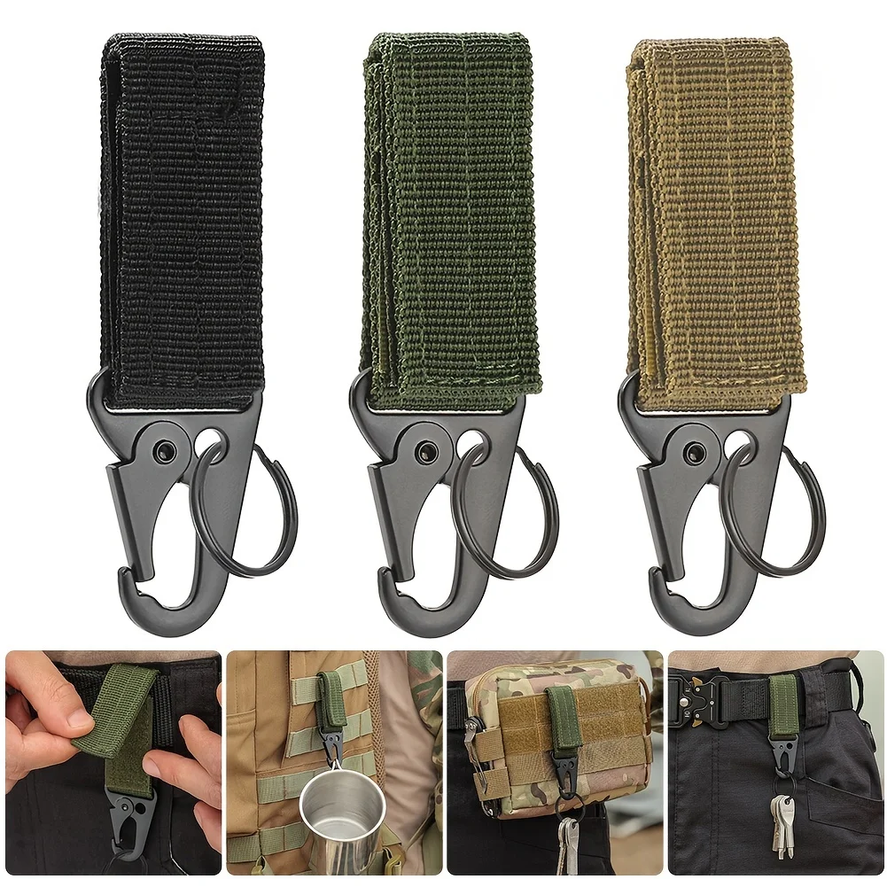 2pcs Carabiner Camping Tactical Hanging Buckle Molle Nylon Webbing Belt ...