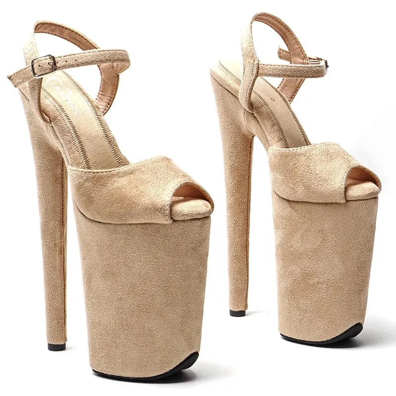 New-23CM-9inches-Suede-Upper-Plating-Platform-Sexy-High-Heels-Sandals ...