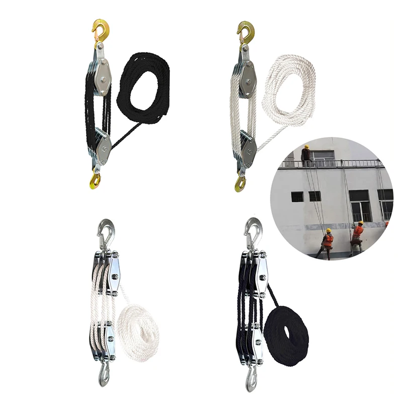 Block-And-Tackle-Pulley-System-Rope-Pulley-Hoist-With-6-1-Lifting-Power ...