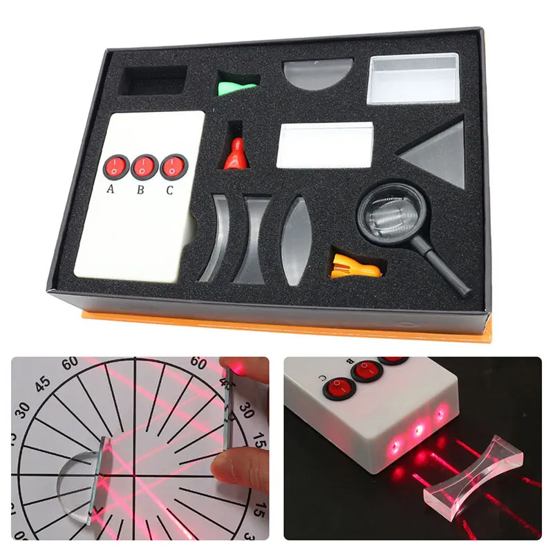 Optical-Experiment-Box-Set-Triangular-Prism-Convex-Lens-Concave-Mirror ...