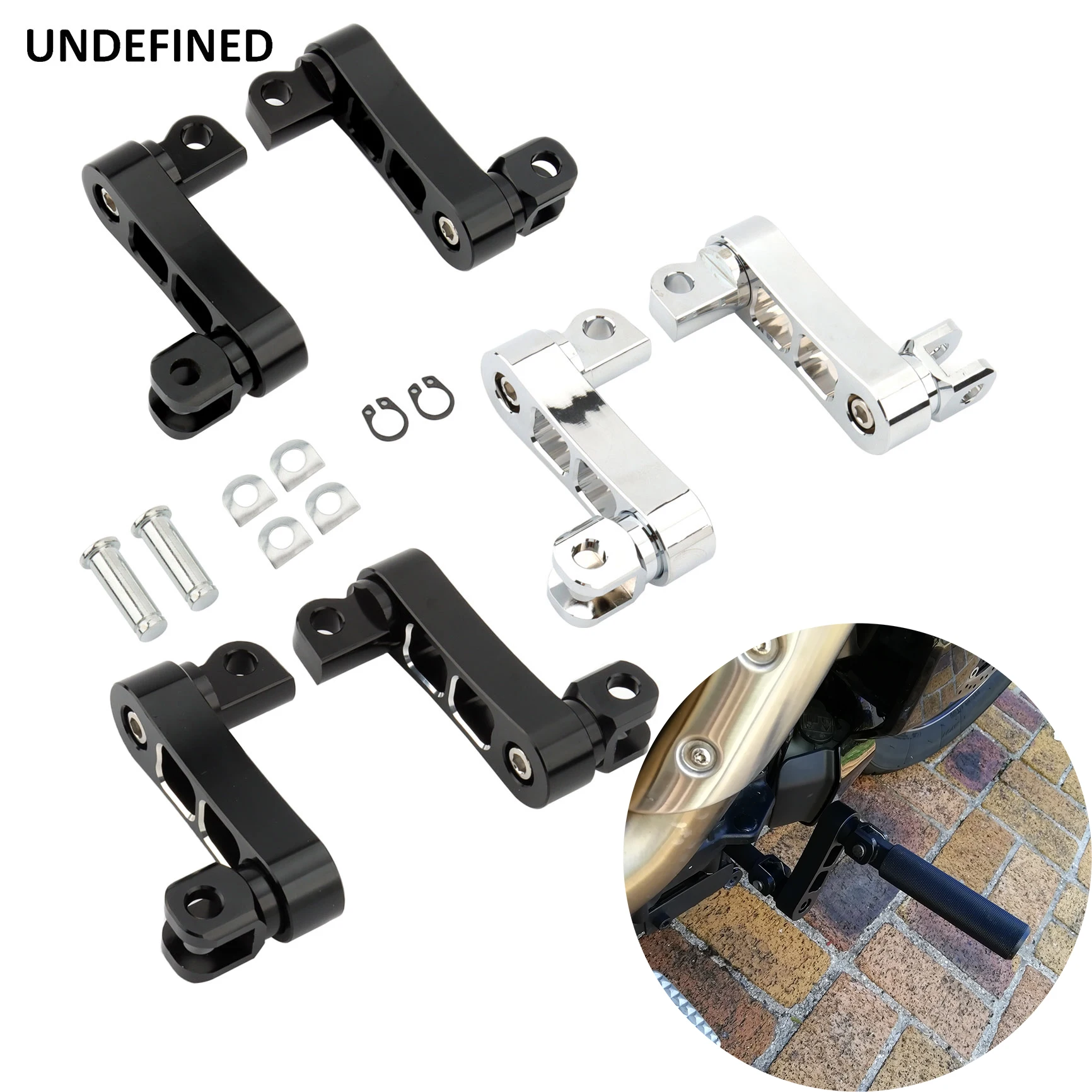 Motorcycle Adjustable Passenger Foot Pegs Mount Kit Highway Peg Clamp ...
