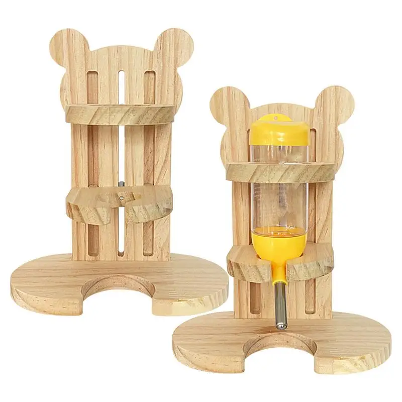 Adjustable-Wooden-Small-Pets-Water-Drinking-Bottle-Automatic-Bottle-Dispenser-Holder-Bear ...