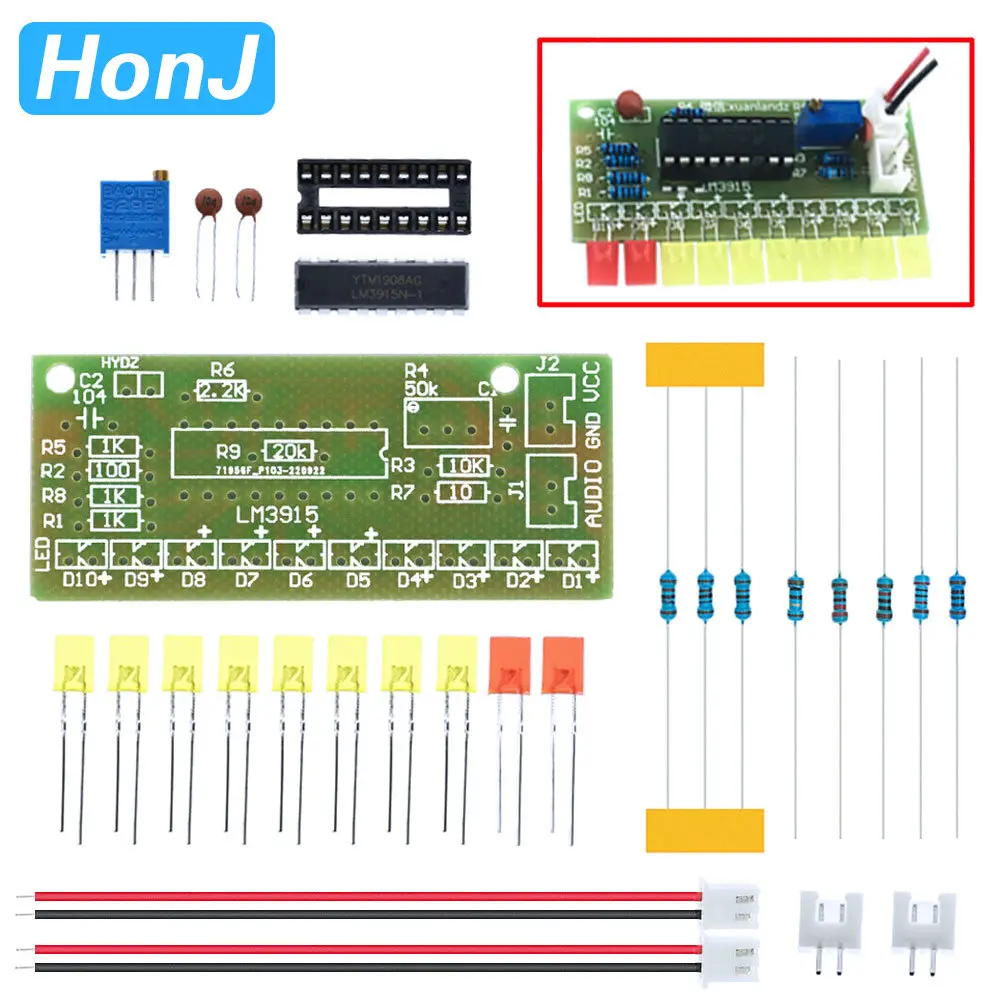 LM3915-10-segment-Audio-Level-Indicator-LED-Module-Kit-Parts-Fun-DIY ...