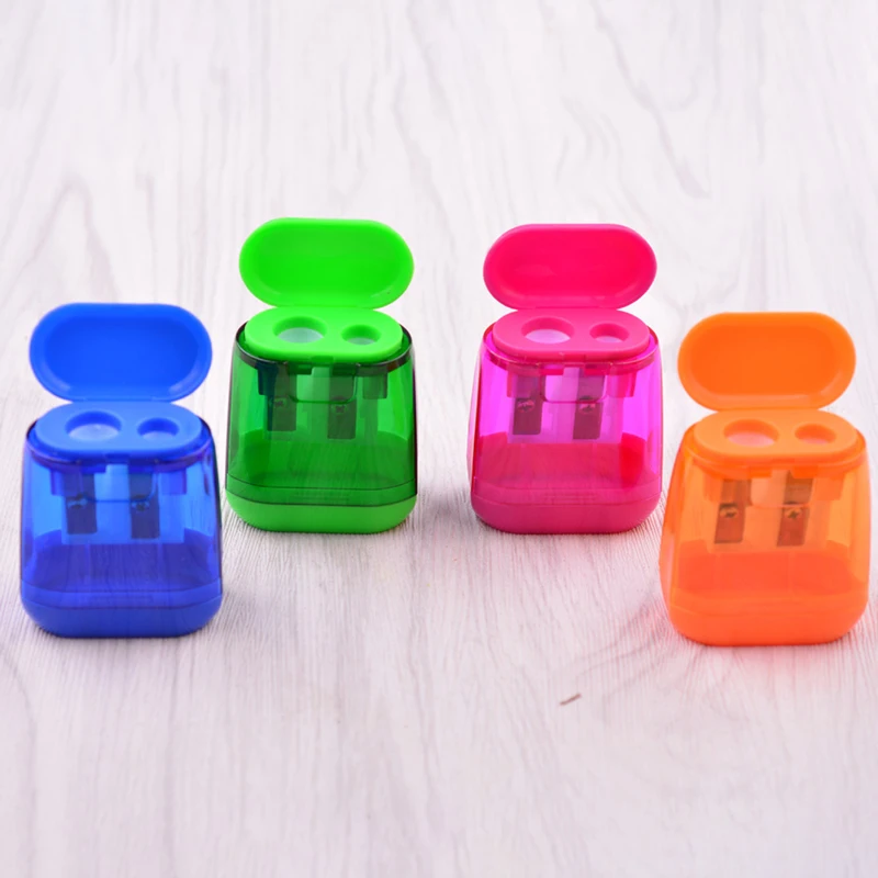 New-double-hole-pencil-sharpener-plastic-cover-sharpener-pencil ...