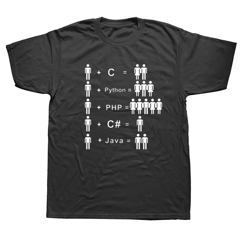 Funny C Java Python Programmer Developer T Shirt Tops Mans Cotton Short Sleeve Men Computer T