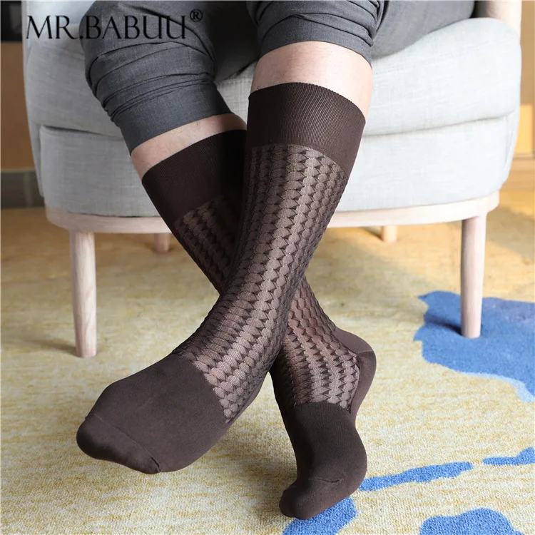 Men-s-Formal-Business-Dress-Socks-Retro-Vintage-Wave-Striped-Sheer ...