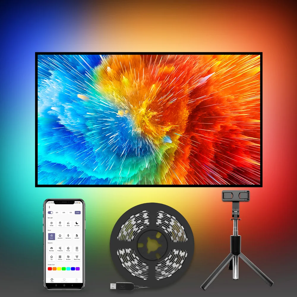 Smart-Ambient-TV-Led-Backlight-USB-Led-Strip-With-Bluetooth-App-Camera ...