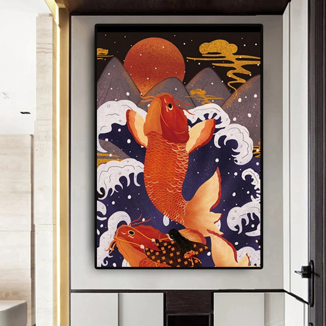 Japanese Wave Painting Red