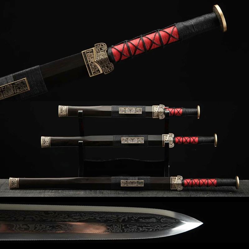 Chinese-Sword-Traditional-Handmade-Han-Jian-Damascus-Brass-Fitting ...