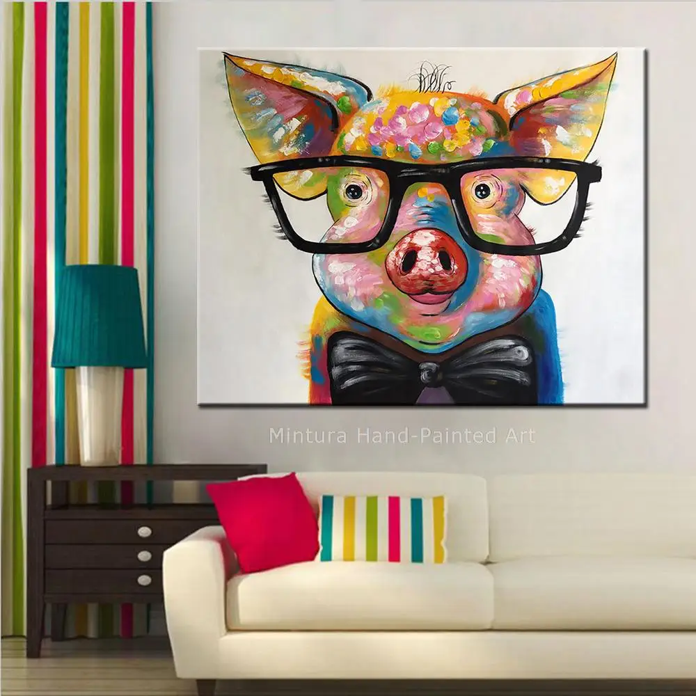 Mintura-gro-e-Kunstwerke-handgemalte-Cartoon-Schwein-Schweinchen-moderne-lgem-lde-Leinwand-Wand ...