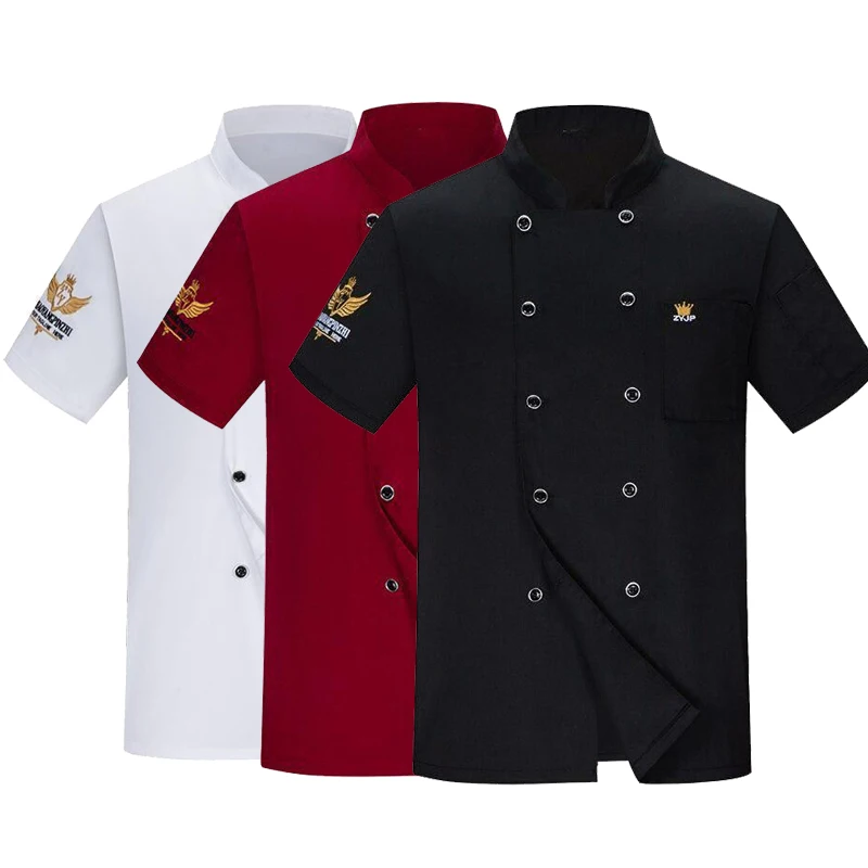 Chef Jacket for Men Women Cook Jacket Short Sleeve Restaurant Kitchen ...