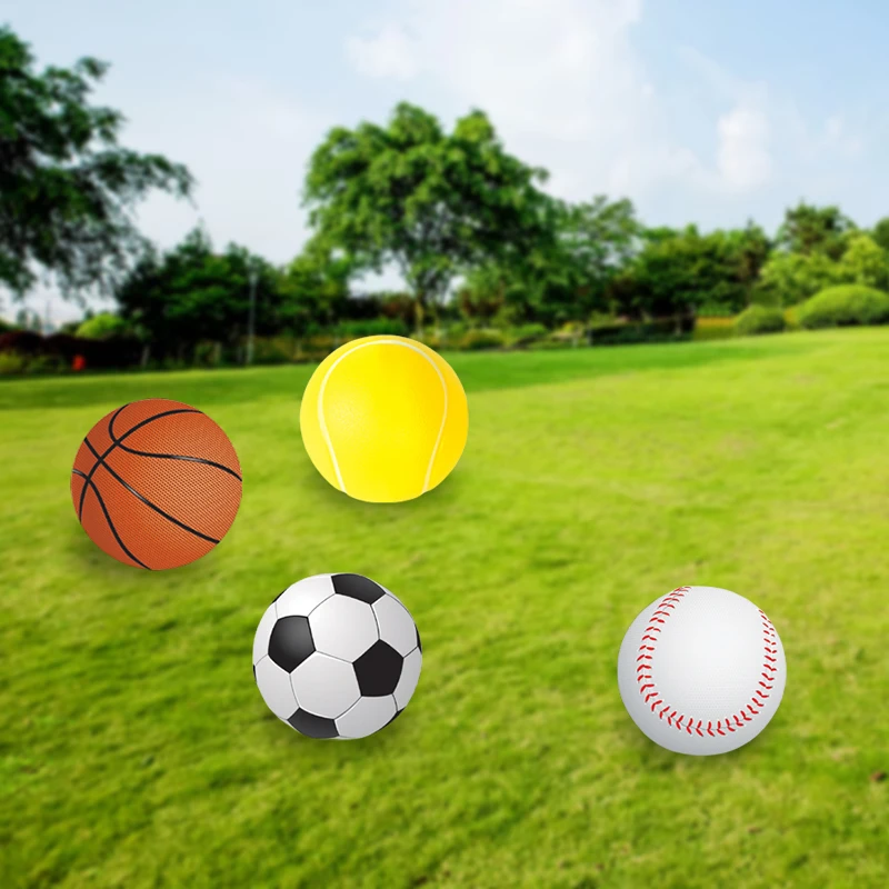 4Pcs Sponge Foam Ball Sports Toy Mini Soft Football Basketball Baseball ...