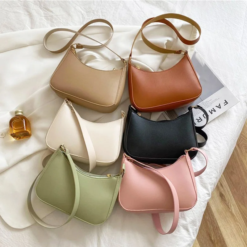 Small Woman Shoulder Bag PU Leather Fashion Women Bag Portable Solid ...