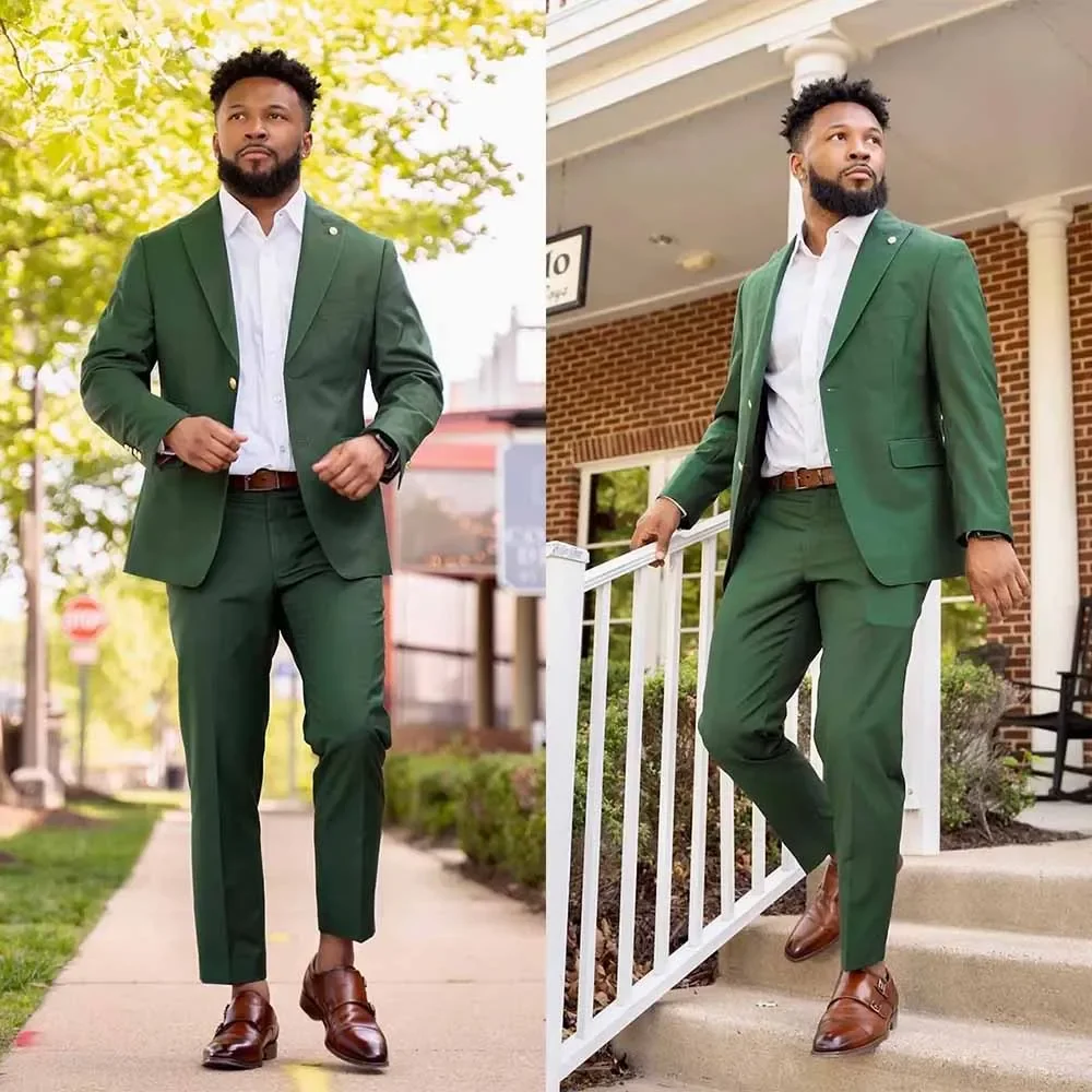 Green-Men-s-Suits-Chic-Blazer-Single-Breasted-Peaked-Lapel-Slim-Fit ...