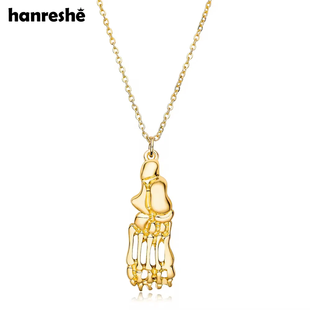 Hanreshe Medical Podiatry Bone Pendant Necklace Gold Color Orthopedic ...