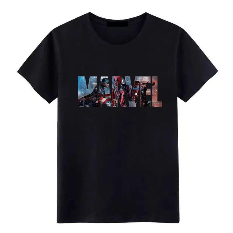 Cartoon-Marvel-Letters-Graphic-Stylish-T-shirts-Summer-Daily-Short ...